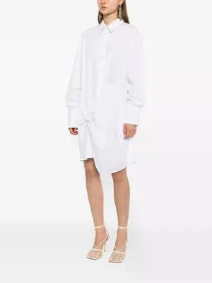 Helmut Lang Asymmetrical Shirt Dress With Knot Detailing