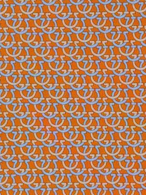 FERRAGAMO Gancini Links Print Silk Tie - Orange