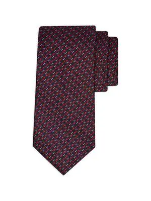 FERRAGAMO Gancini Silk Jacquard Neck Tie - Blue