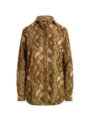 Ralph Lauren Python-print Georgette Shirt - Brown