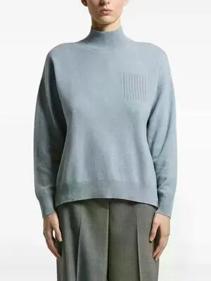 Peserico Ribbed Knit High Neck Jumper - Blue