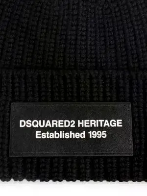 Dsquared2 Heritage Logo-patch Ribbed-knit Beanie Hat