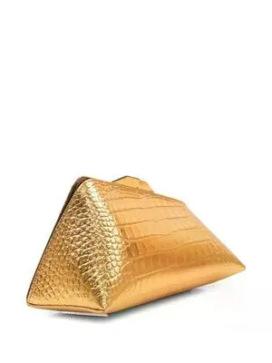 Attico 8.30pm Croc-effect Clutch Bag - Gold