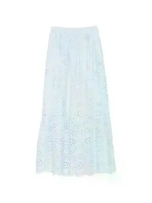 MC2 SAINT BARTH Jenny Broderie-anglaise Tiered Maxi Skirt - Blue