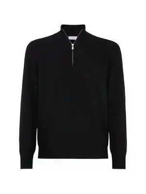 Brunello Cucinelli Cashmere Half-zip Sweater - Black