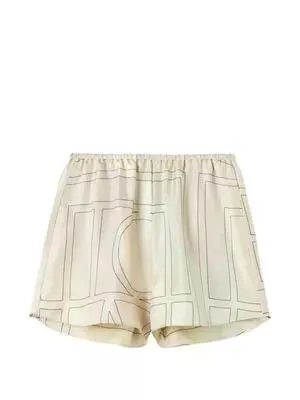 TOTEME Geometric Print Silk Shorts - Neutrals