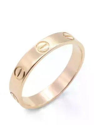 Cartier 18k Rose Gold Engraved Logo Ring - Pink
