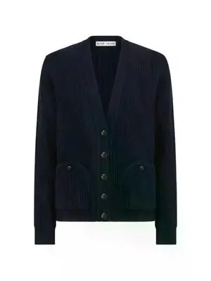 BLAZÉ MILANO Ribbed-knit Smiley-pocket Cardigan - Blue