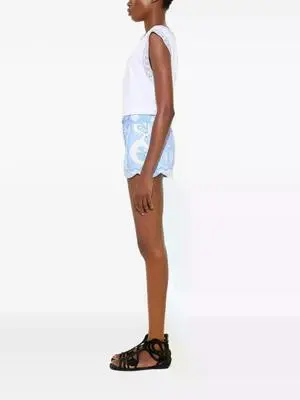 Emilio Pucci Abstract Print Scalloped Hem Shorts - Blue