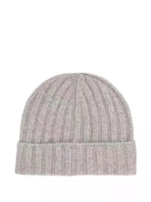 Brunello Cucinelli Ribbed Cashmere Beanie Hat - Grey