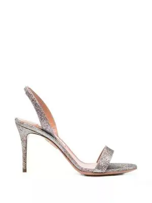 AQUAZZURA So Nude Glitter-effect Slingback Sandals - Silver