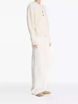 Loulou De Saison Oversized Cashmere Henley Sweater - Neutrals
