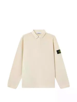 Stone Island Cotton Polo Sweatshirt With Logo Patch - Neutrals