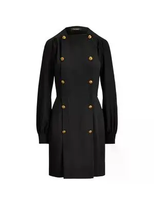 Ralph Lauren Double-breasted Georgette Mini Dress - Black