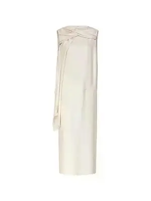 Loulou De Saison Sleeveless Draped Silk-twill Dress - Neutrals