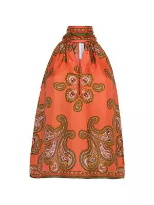 Varley Sundance Paisley-print Halter-neck Blouse - Orange