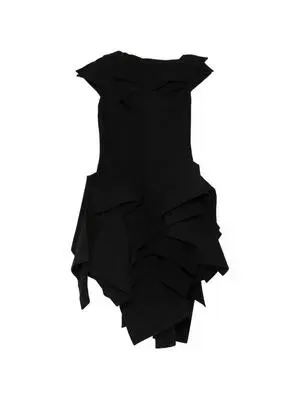 Yohji Yamamoto Flannel Deco C Draped Dress - Black