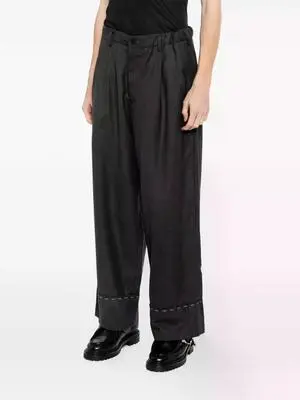 Yohji Yamamoto Pleated Contrast-stitch Trousers