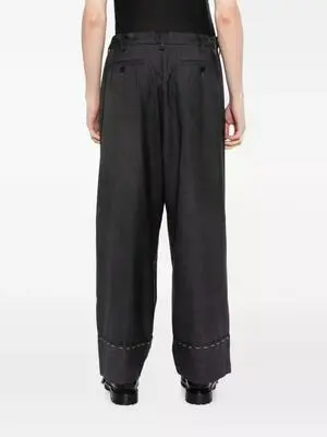 Yohji Yamamoto Pleated Contrast-stitch Trousers