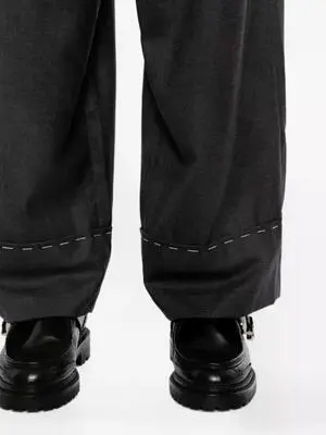 Yohji Yamamoto Pleated Contrast-stitch Trousers