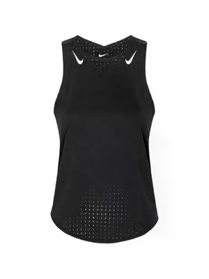 Nike Swoosh-print Perforated Tank Top - Black