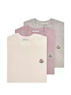 Moncler Three-pack Logo Patch T-shirts - Blue