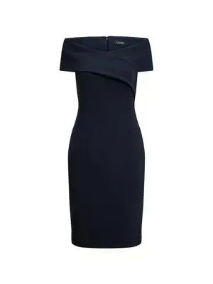 Ralph Lauren Criss-cross-detail Off-the-shoulder Midi Dress - Blue