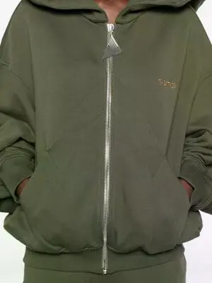 Attico Logo-embroidered Zip-up Hoodie - Green