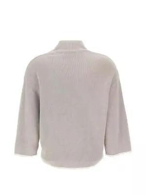 KANGRA Ribbed Fringed-trim Cardigan - Neutrals