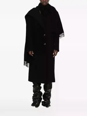 Attico Fringed Scarf Coat - Black