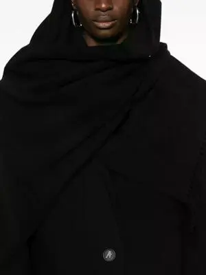 Attico Fringed Scarf Coat - Black