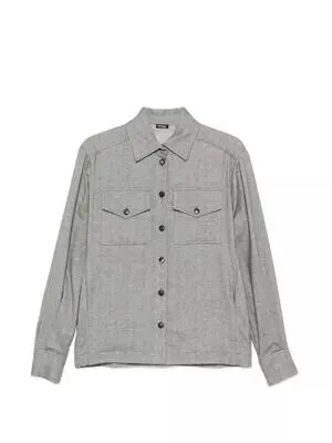 Kiton Herringbone-pattern Flap-pocket Shirt - Grey