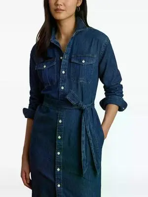 Ralph Lauren Belted Denim Shirt Midi Dress