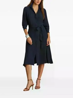 Ralph Lauren Belted Georgette Shirt Midi Dress