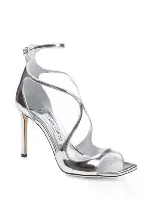 JIMMY CHOO Azia 95 Metallic Leather Sandals