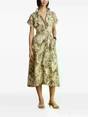 Ralph Lauren Palm Frond Print Midi Shirt Dress - Green