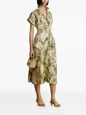 Ralph Lauren Palm Frond Print Midi Shirt Dress - Green