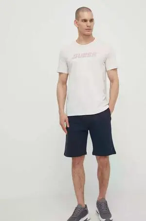 Guess Logo-patch Drawstring Shorts - Blue
