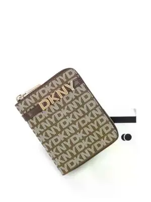 Dkny Logo-plaque Zip-around Wallet - Brown