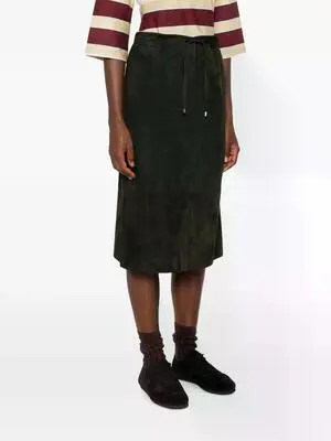 Max Mara Drawstring Suede Midi Skirt