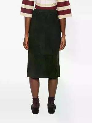 Max Mara Suede Midi Skirt - Green