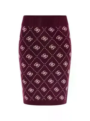 Guess Monogram Knit Diamond-pattern Mini Skirt - Red
