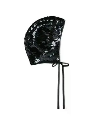Simone Rocha Sequin Embellished Bonnet Hat - Black