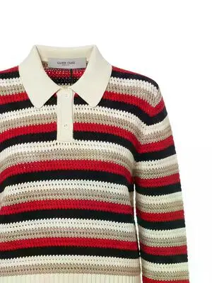 GOLDEN GOOSE Striped Crochet-knit Polo Top