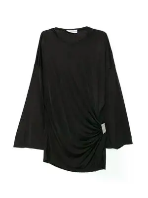 Attico Gathered Detail Side Slit Mini Dress - Black