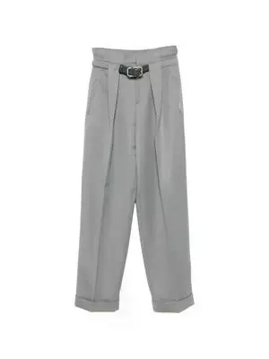 Attico Pleated Belted Trousers - Grey