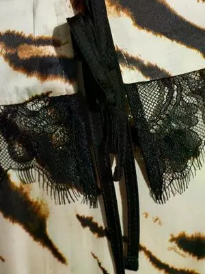 GANNI Animal-print Lace-trim Top