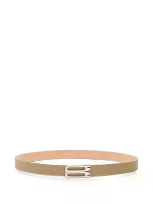 Victoria Beckham Dorian Monogram Buckle Leather Belt - Neutrals