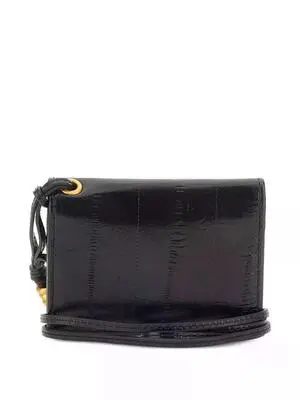 GIANNI CHIARINI Eel-effect Leather Card Holder - Black