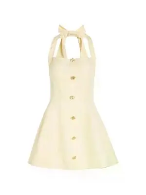 Aje Monroe Halterneck Linen Mini Dress With Bow Detail
